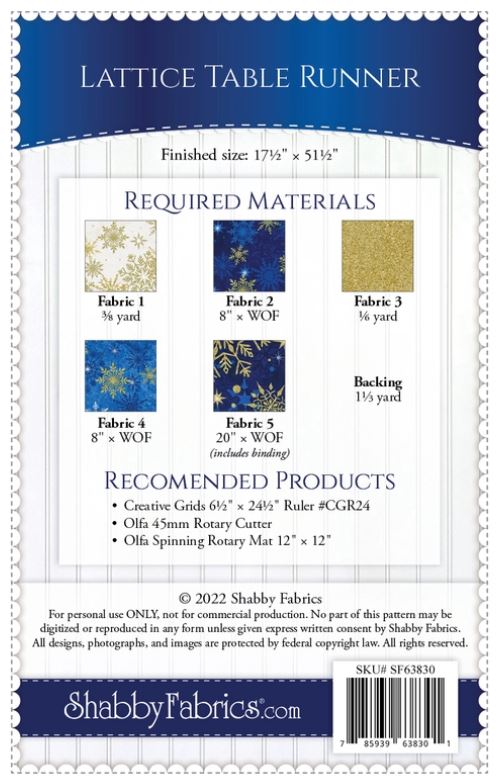 Lattice Table Runner Pattern SF63830 | Little Turtle Cottage