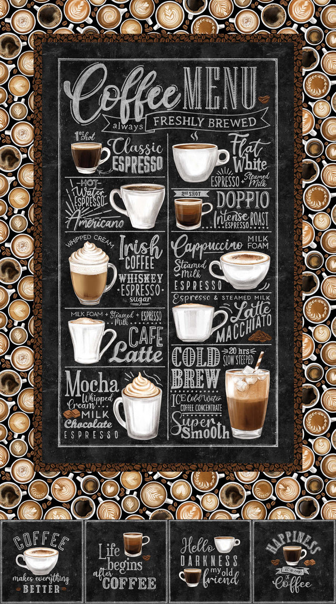 Northcott Café Culture Coffee Panel 24" x 43" 24484-99 | Little Turtle ...