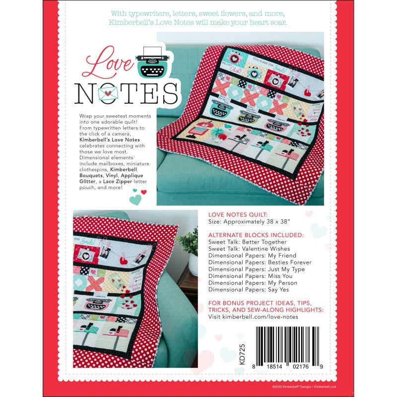 Kimberbell Love Notes Quilt Pattern KD725 | Little Turtle Cottage